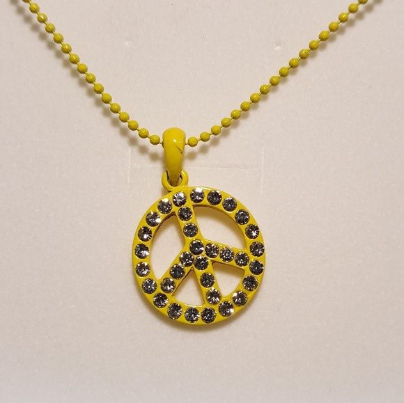 Jewelry | Novelty White Beads W Peace Rhinestone Medallion | Poshmark